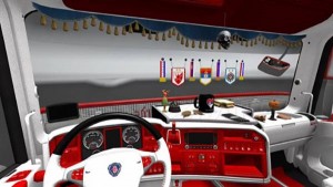 Scania RJL Wolfs red and white Interior - ETS2planet.com